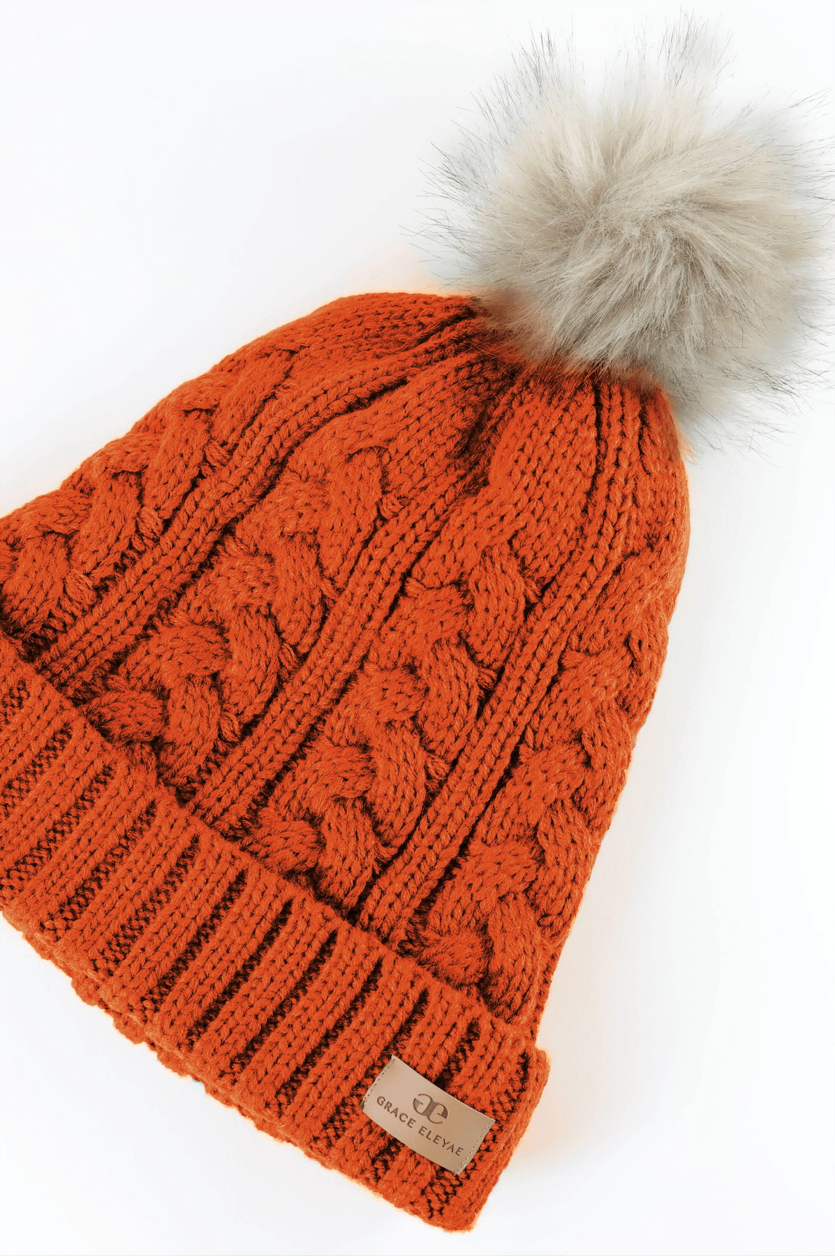 Orange Foldover Warm Slap w/ Pom – Grace Eleyae